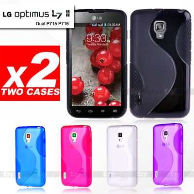 2 PACK New S CURVED GEL CASE FOR LG Optimus L7 II Dual P715 P716 ...