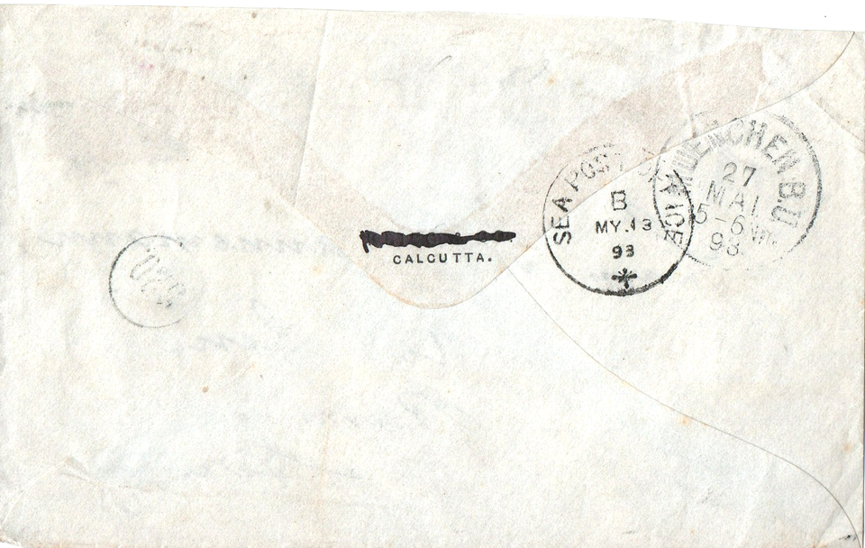 INDIA C & C CALCUTTA" SEA POST B 1893 MUNICH GERMANY | eBay