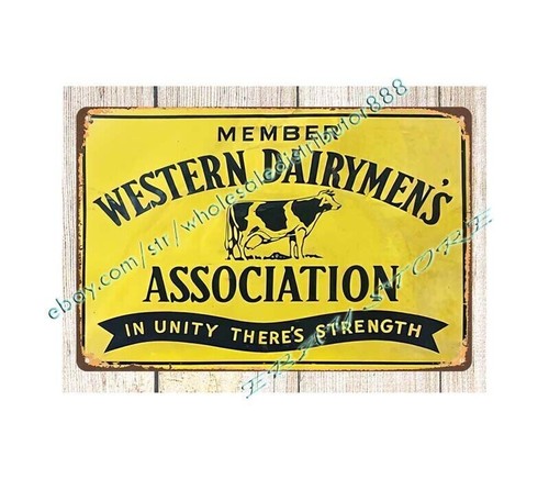 western dairymen member cow cattle farm livestock metal tin sign home ...