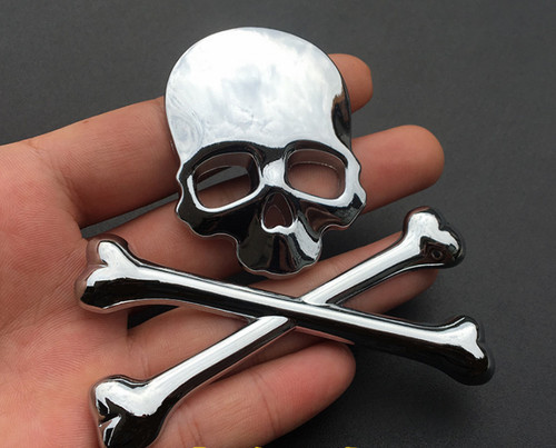 3D Chrome Metal Skull Skeleton Cross Car Trunk Rear Emblem Badge Decal ...