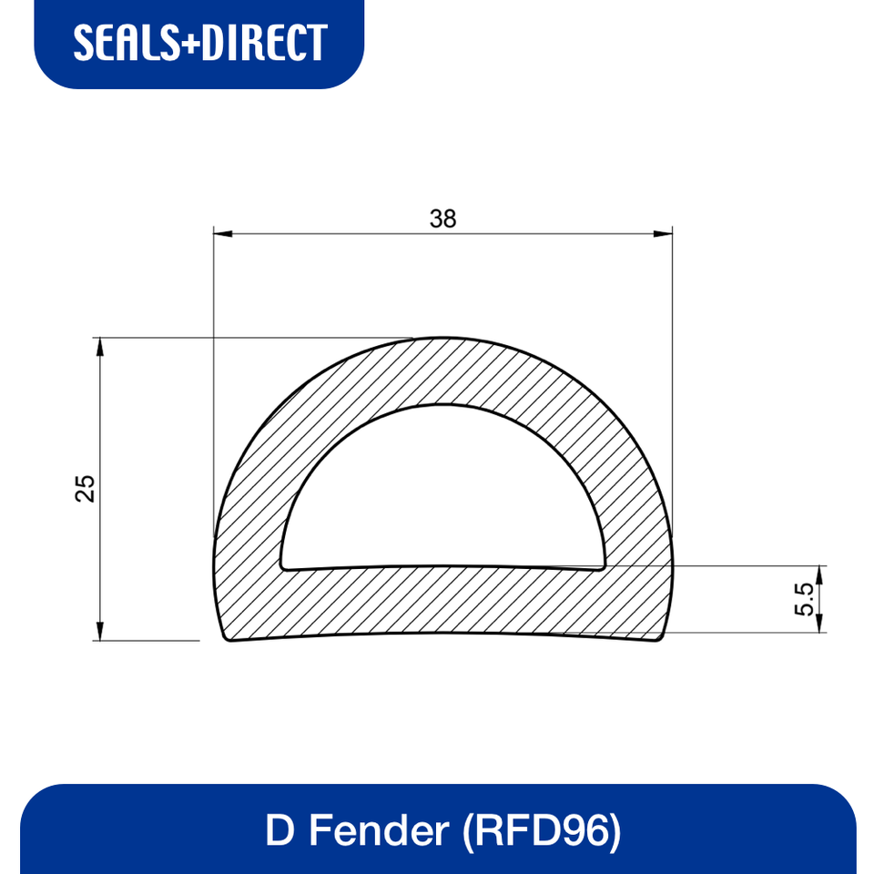 Boat Marine Rubber EPDM Rubbing Strake D Fender Section - RFD96 - 38mm ...