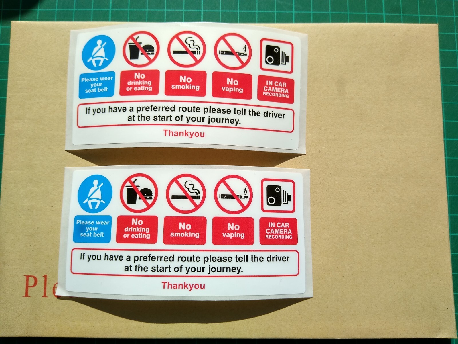 2 x Warning Stickers CCTV No Smoking Vaping Eating Taxi Stickers 120mm ...