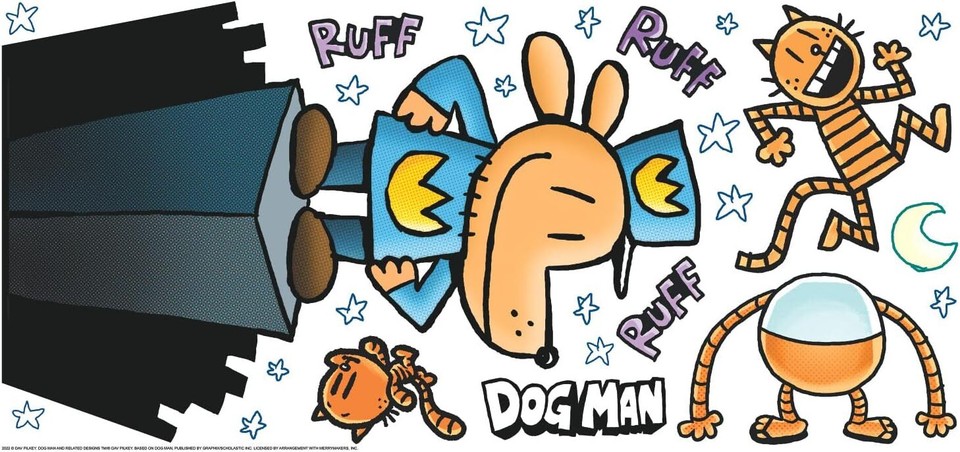 RoomMates RMK5333GM Dogman Giant Peel and Stick Wall Blue, Orange ...