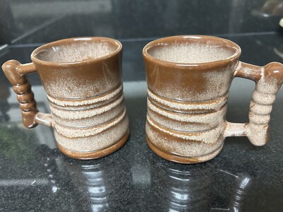 Vintage Frankoma Pottery Mugs or Cups Pair Brown | eBay