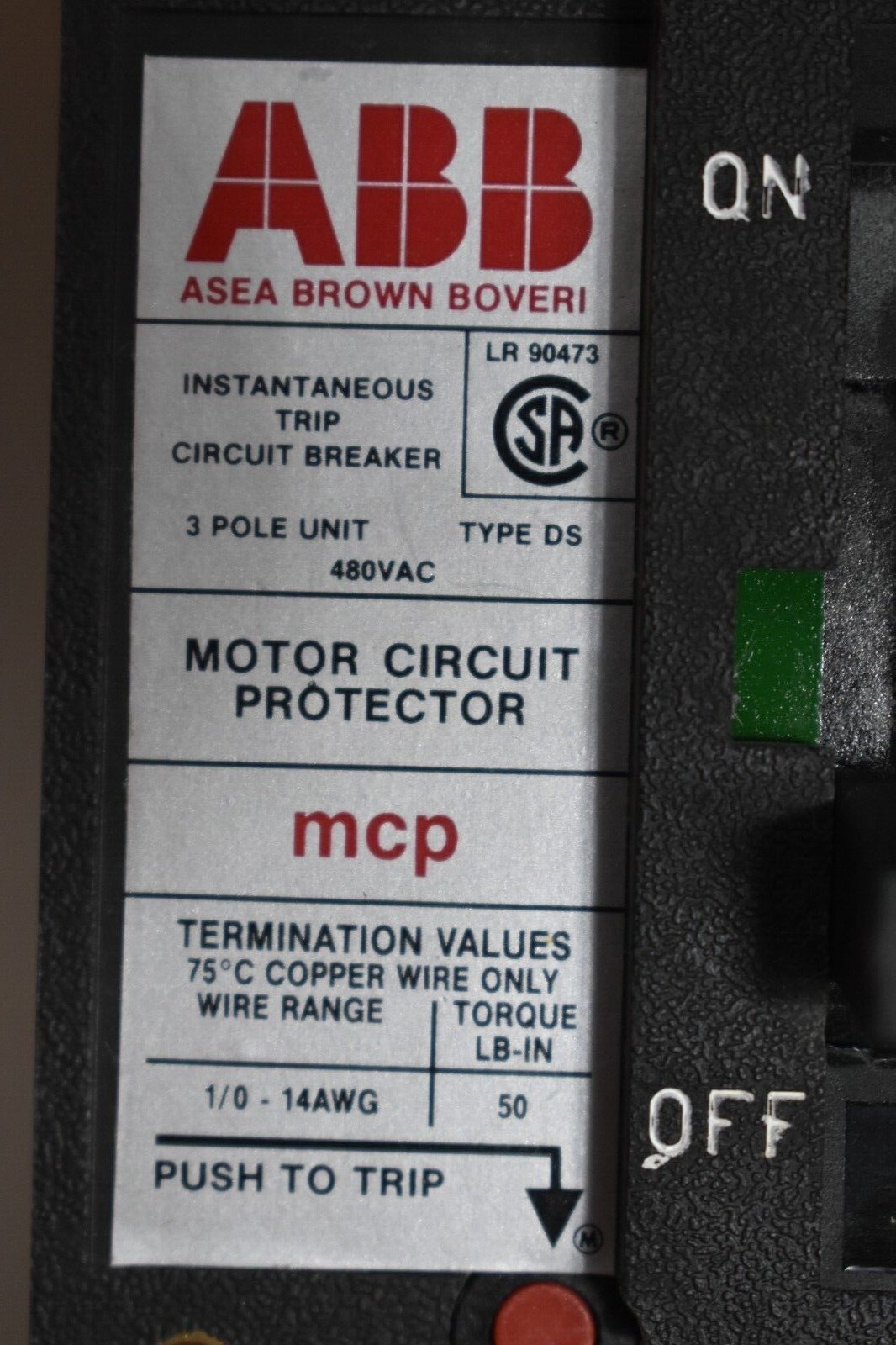 ABB DSM43005L MOTOR CIRCUIT PROTECTOR MCP BREAKER 3P 5A 480V for sale ...