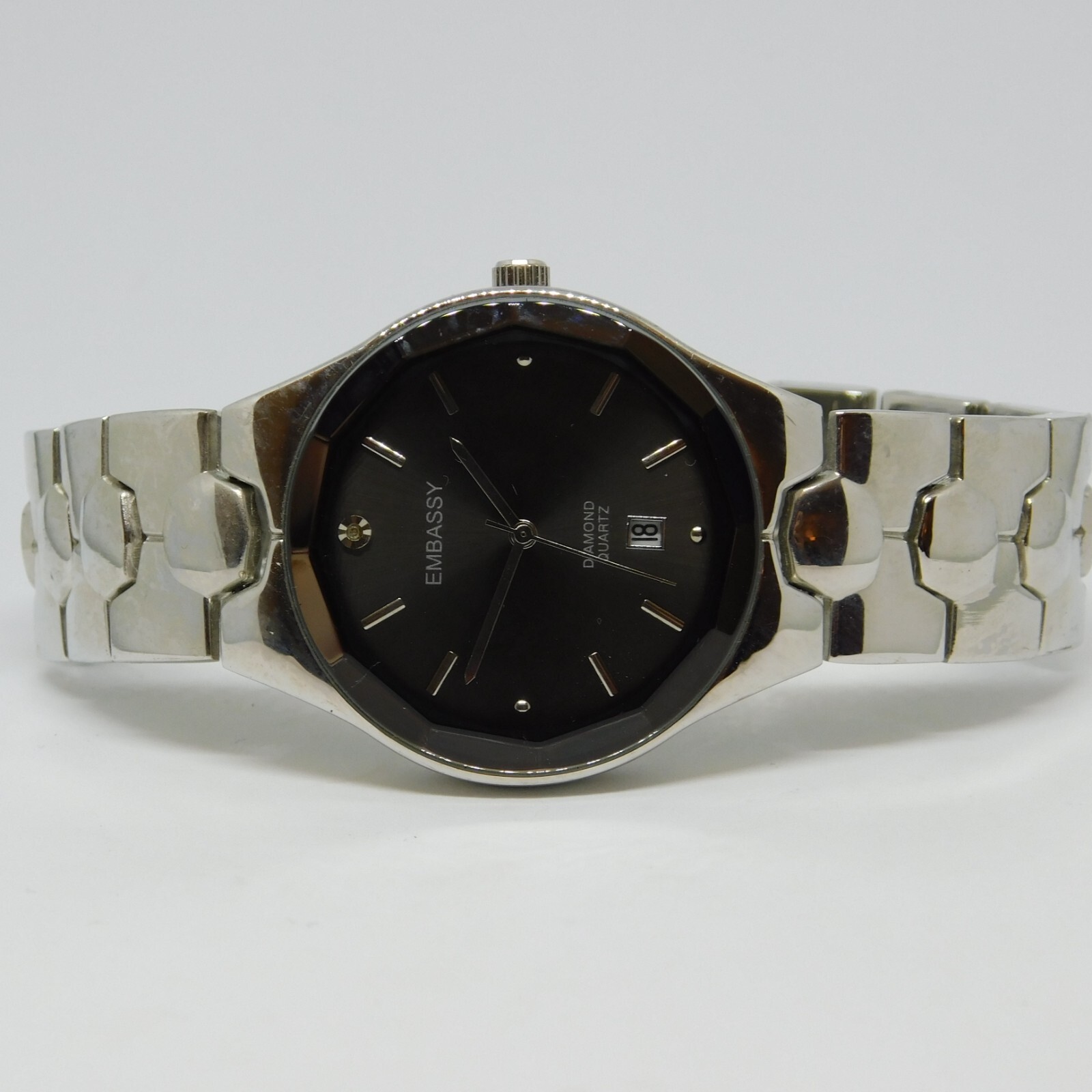EMBASSY Diamond GEM1010M Quartz Analog Men's Watch Sz. 7 1/4" New ...