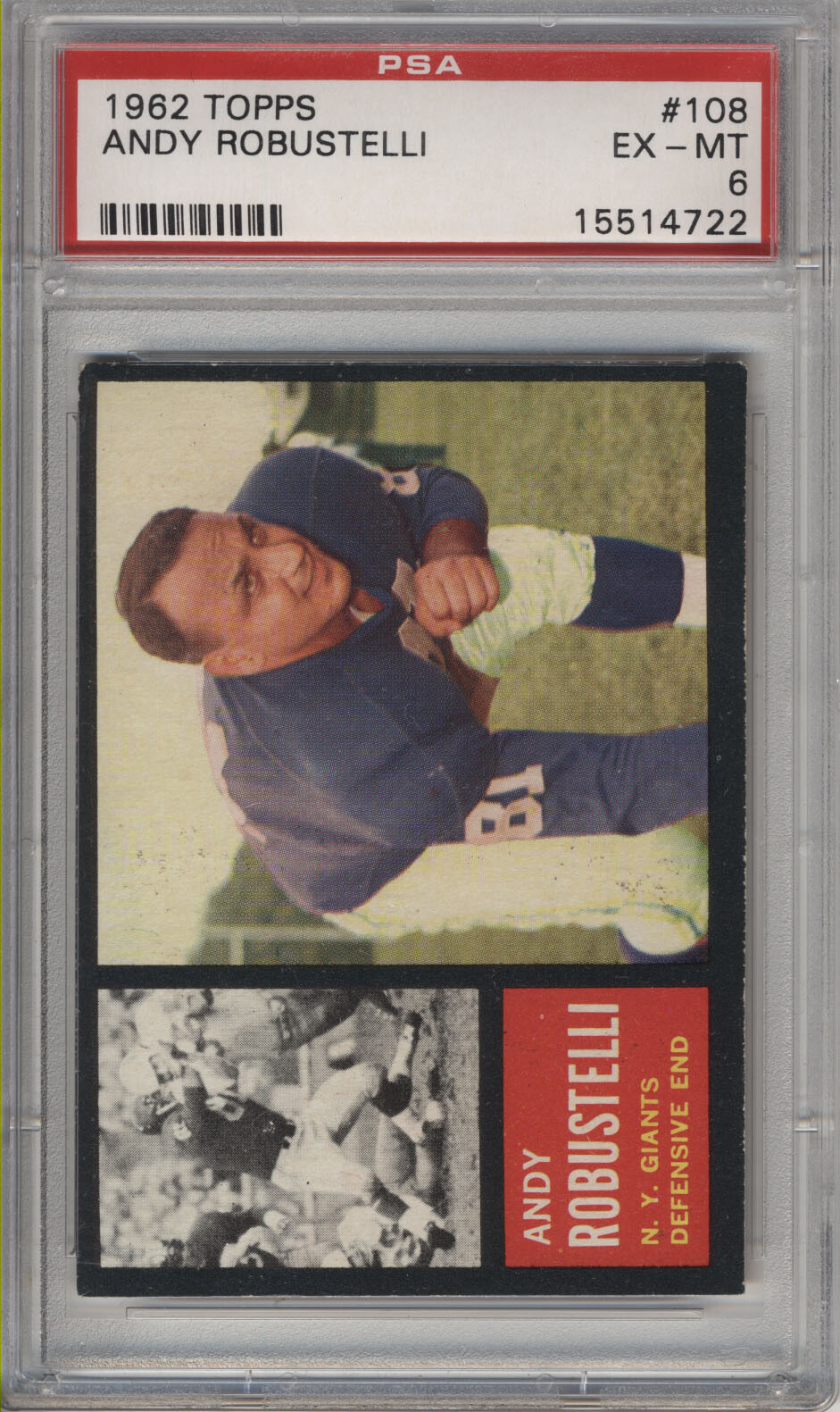 1962 Topps Football cards Each graded 6 to 7 by PSA Select your choice ...