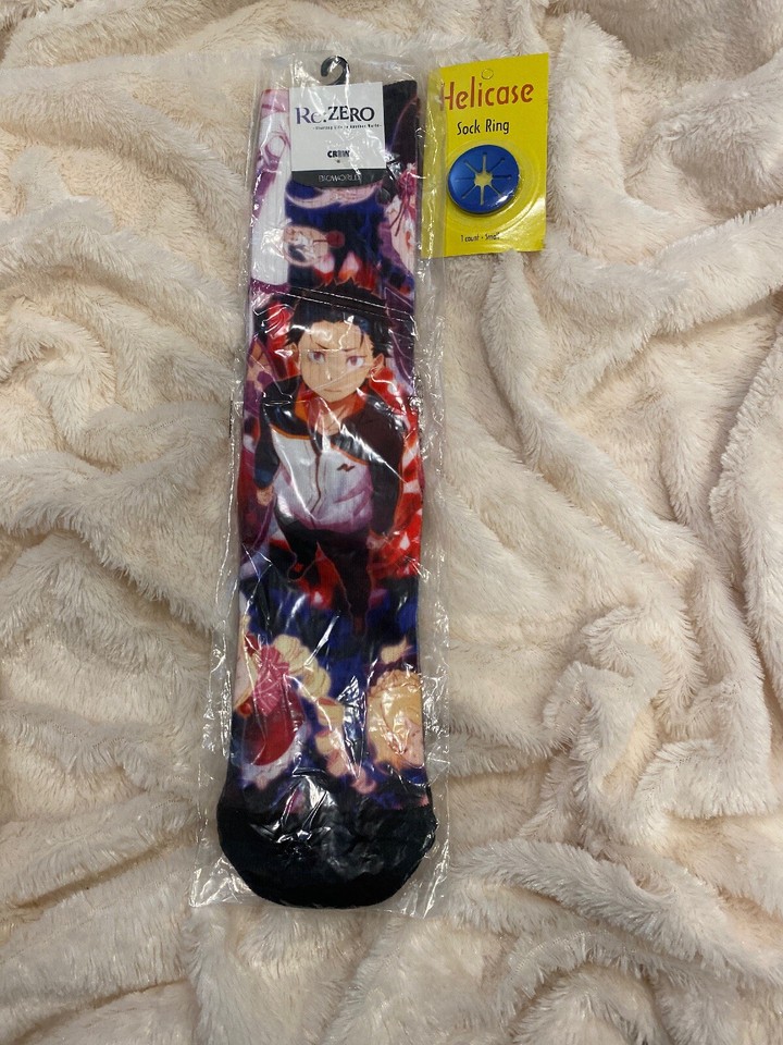 Bioworld Re:Zero Subaru Natsuki Anime Crew Socks W/ Helicase Sock Ring ...