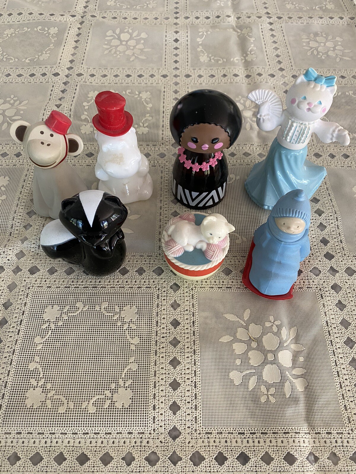 Avon Vintage Perfume Bottles Small World Kittens Hippo Monkey Skunk Lot ...
