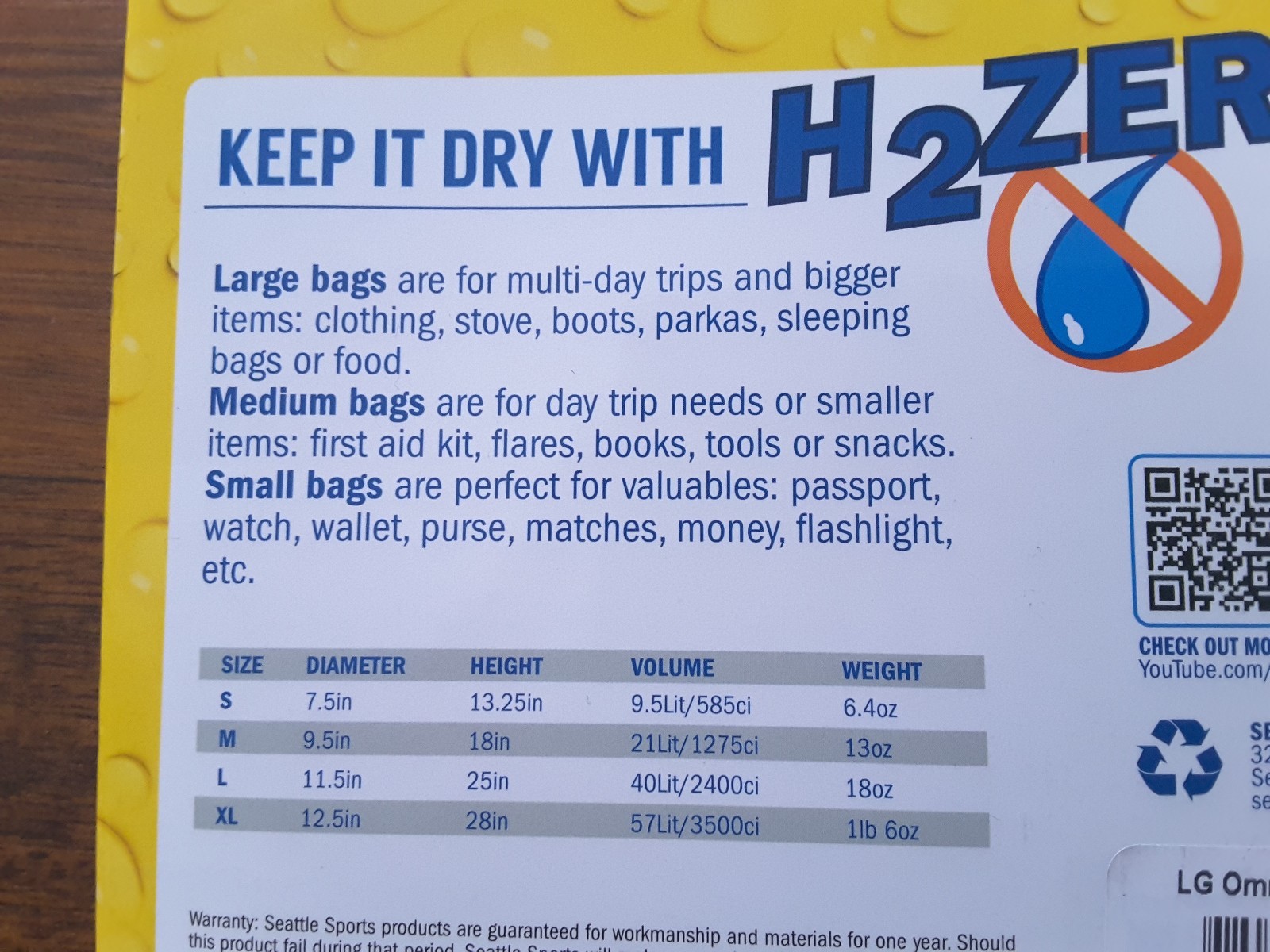 Seattle Sports H2Zero Omni Dry Stuff Sack Bag, Large (40L), Green | eBay