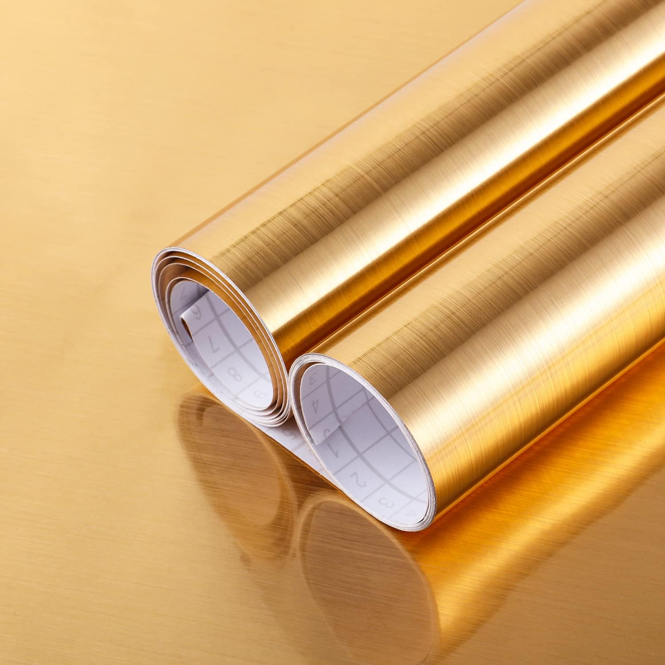 Arthome Brushed Gold Contact Paper,40X310Cm Self Adhesive Wallpaper ...