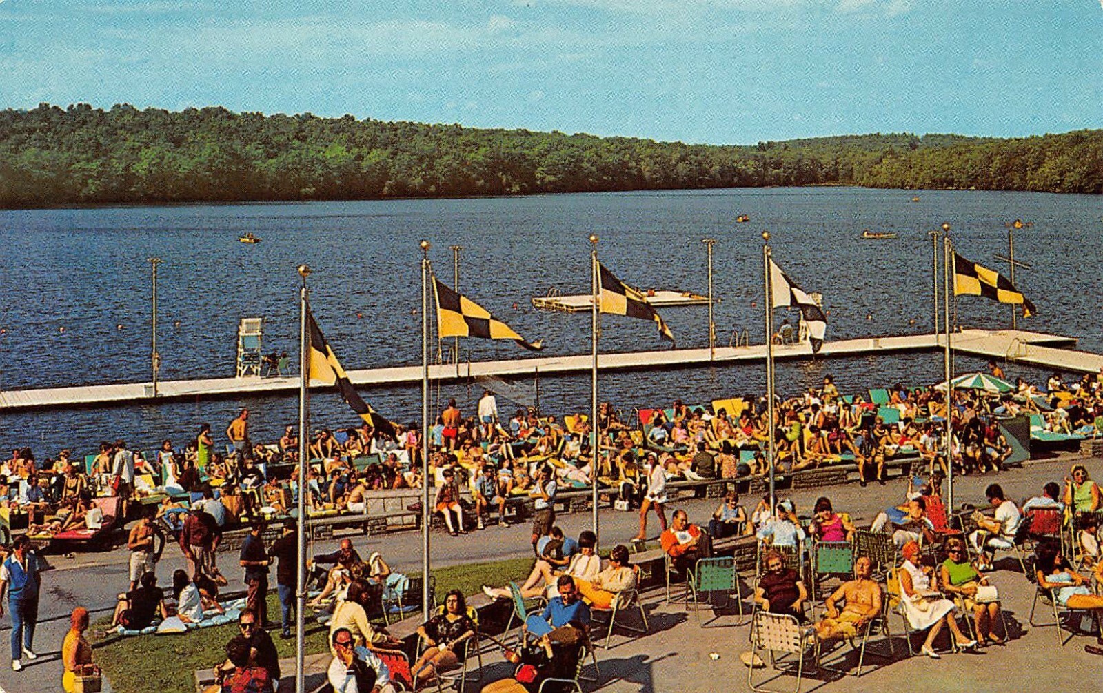 Tamiment Hotel Resort Lakefront Bathers Scene Tamiment,PA Vtg 1960's ...