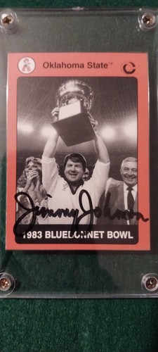 Jimmy Johnson OSU Coach 1991 Collegiate Collection 1983 Auto Bluebonnet ...