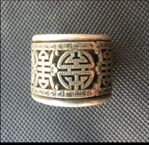 Old Chinese China Miao silver longevity Revolving Men's Style finger ...