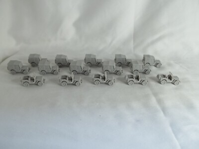 15 Pack HO Scale Army Vehicles Gray Hard Plastic 1" to 2.5" Jeeps ...
