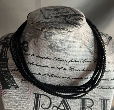Women Handmade Mini Studded Faux Jewel Leather Necklace, One Size | eBay