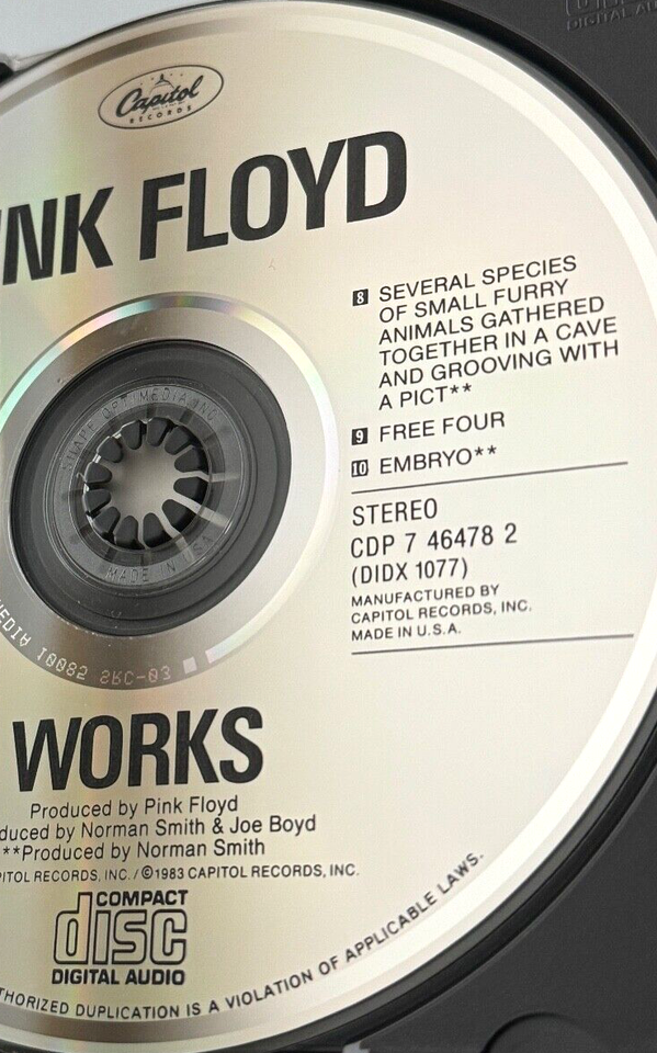 Pink Floyd Works CD SHAPE OPTIMEDIA PRESS! Capitol CDP 7464782 Gilmour ...