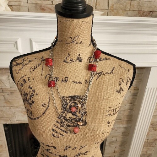 Treska semi precious stone and shell long necklace new | eBay