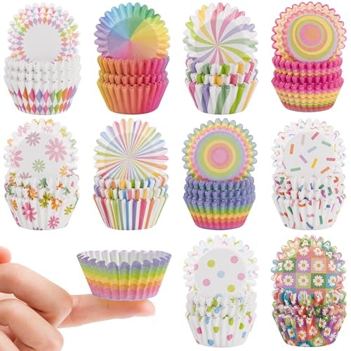 600pcs Mini Cupcake Paper Liners, Colorful Baking Cups Muffin Paper ...