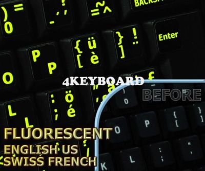 Glowing fluorescent Swiss French keyboard stickers | eBay