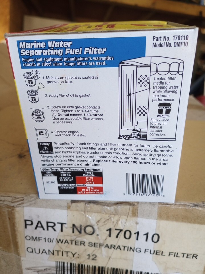 TEMPO 170110 FOR BRP OMC marine water separating fuel filter 502905 | eBay
