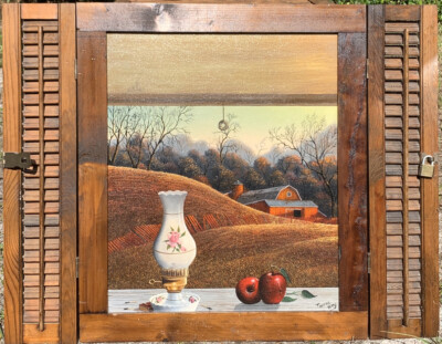 Original NY Artist Thomas Kerry Oil On Masonite Apples Still Life Barn ...