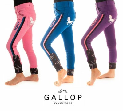 SALE Gallop Kids Girls Horse Riding Breeches Jodhpurs Pony Pink Purple ...