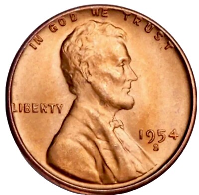 1954-S Gem Red BU US Lincoln Wheat Cent Penny “Best Value On eBay”FREE ...