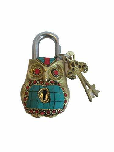 Handmade Rare Brass Made Working Functional OWL Shape Lock with Keys ...