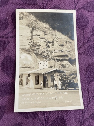 @1925 Grand view point service station Bedford PA RP postcard -gas ...