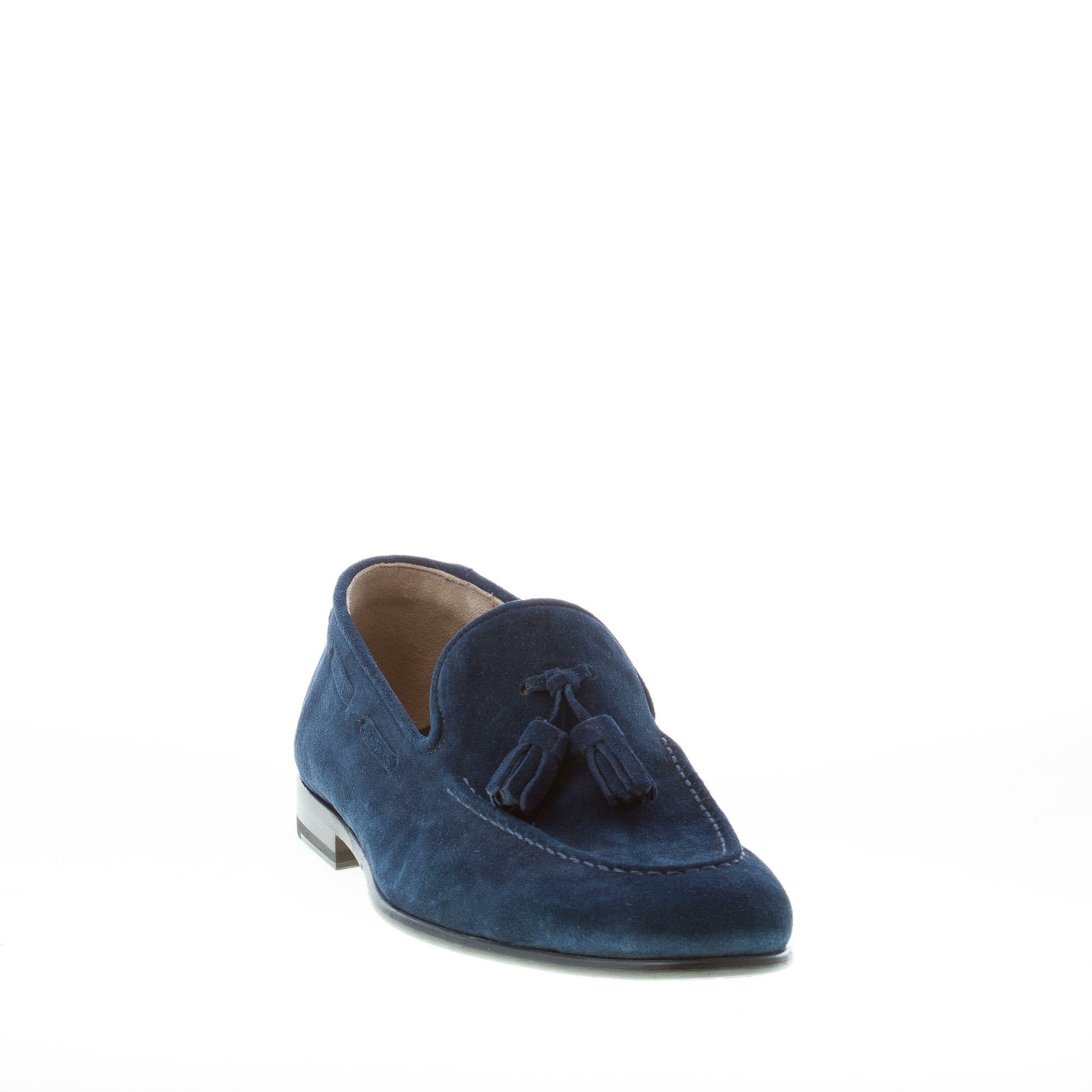 MARINI men shoes Blue suede made in Italy almond toe loafer with ...