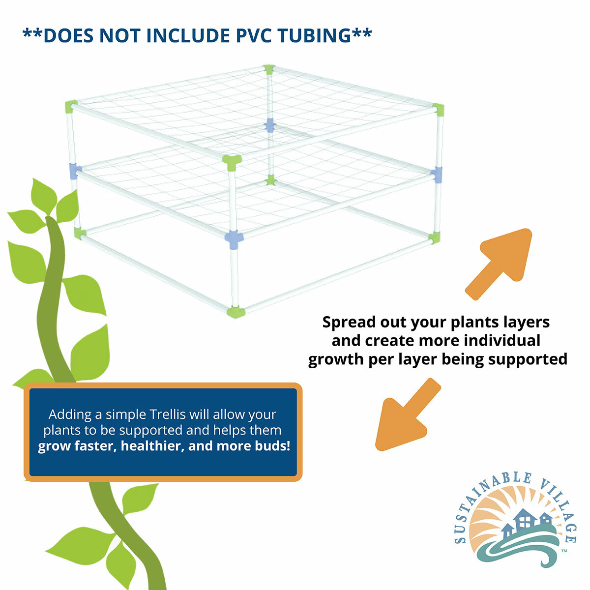 SCROG Trellis 1" PVC Kit - Double Cube for Climbing/Vining Plants | eBay
