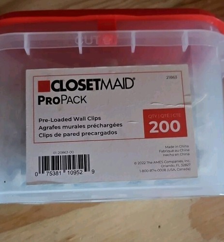 200 Pack ClosetMaid Pre-Loaded Drywall Back Wall Clips for Wire Shelf ...