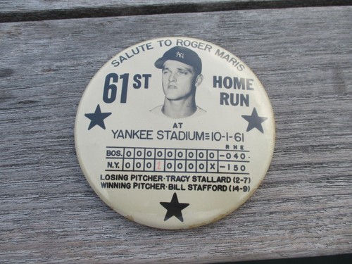 1961 Roger Maris Salute To 61st Home Run Scoreboard Pin Pinback 3.5" | eBay
