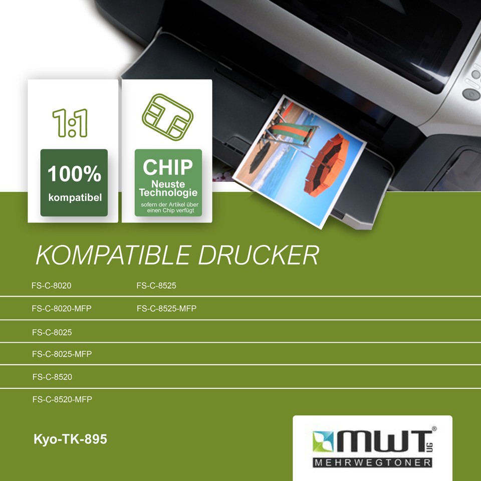 1x Refill Toner + Chip for Kyocera FS-C 8020 8025 8520 8525 MFP MAGENTA ...