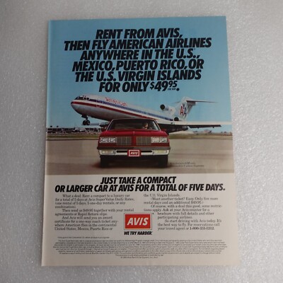 Vintage Print Ad Avis Rent A Car System Sports Illustrated Jun 10, 1985 ...