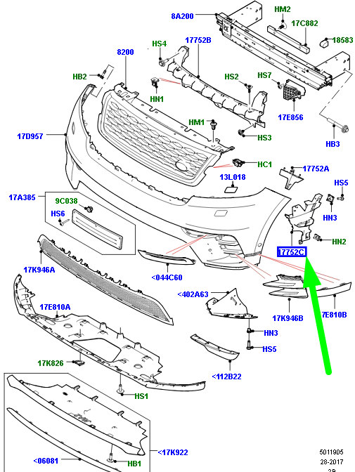 LAND ROVER RANGE ROVER VELAR L560 Stoßstangenhalterung vorne links ...