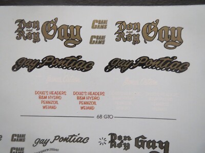 Don & Roy Gay 68' GTO F/C 1/25 Decal from Fremont Racing Specialties | eBay