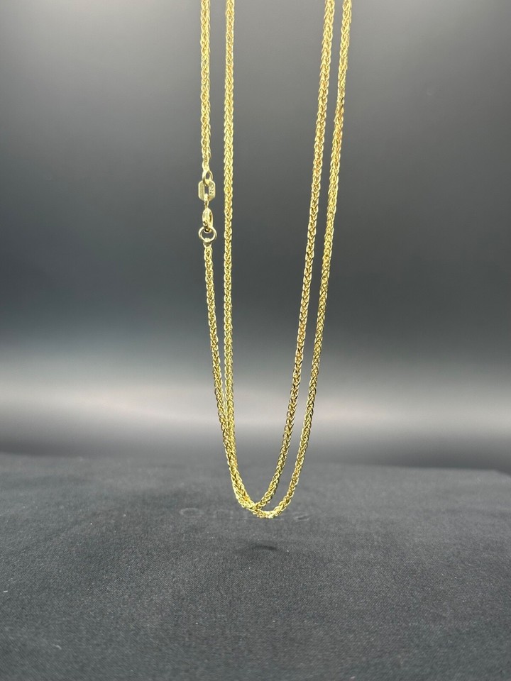 14K Yellow Gold Spiga Wheat Chain Necklace 22"2mm 1.91g 585 Stamped ...