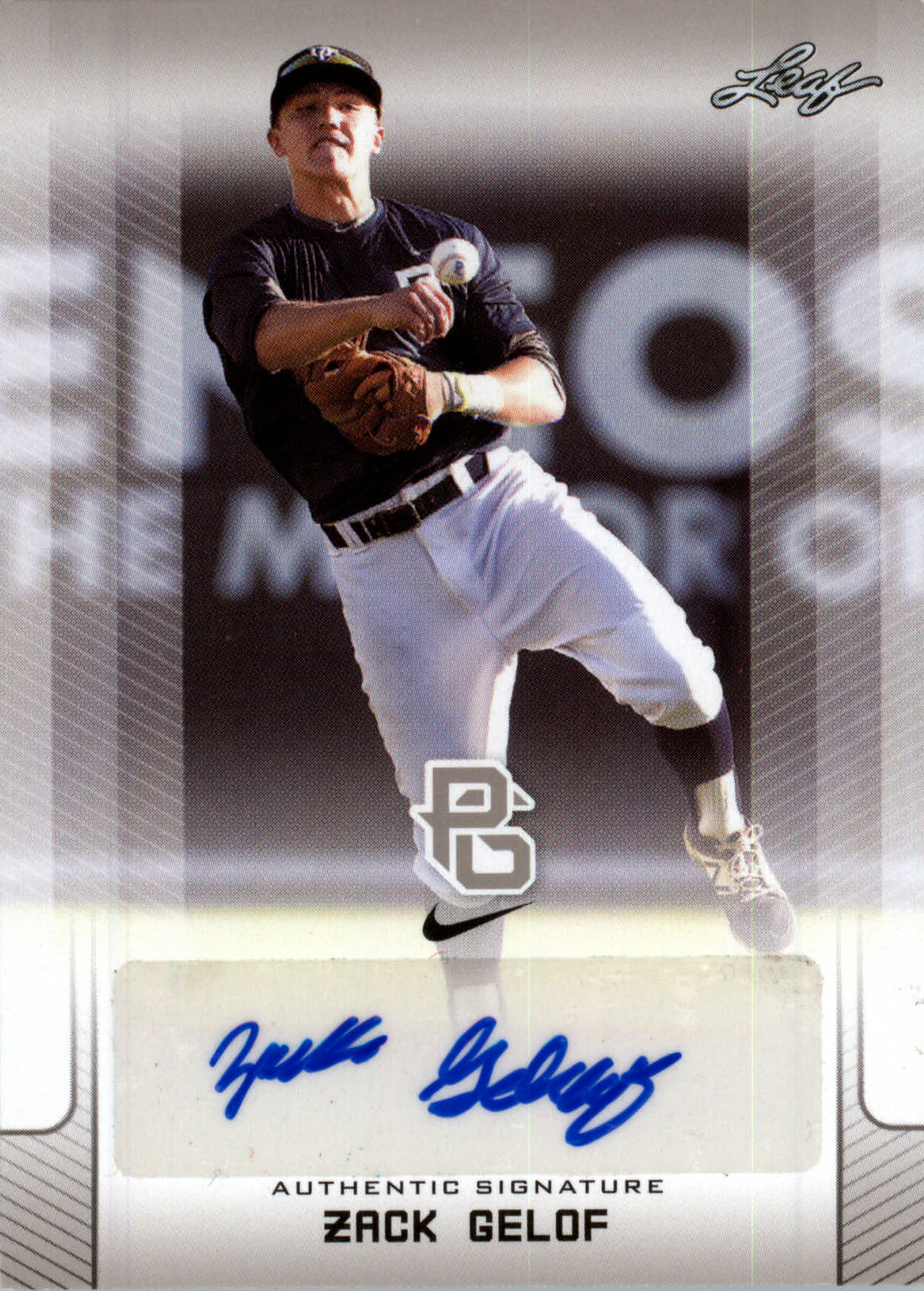 Zack Gelof 2017 Leaf Perfect Game Autograph NIKE All-American Auto ...