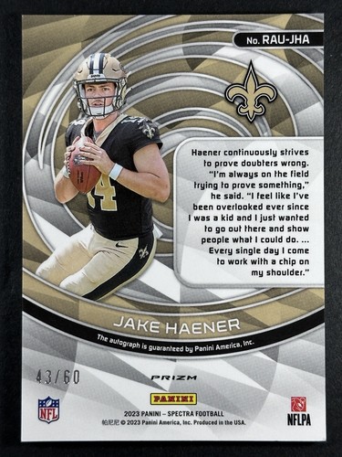 2023 Panini Spectra - Rookie Autographs Hyper Prizm #RAU-JHA Jake ...