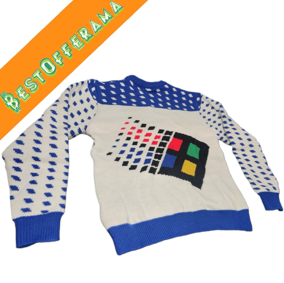 🟥🟩🟦🟨 Medium Microsoft Windows 95 Ugly Sweater Christmas Holiday XMAS ...