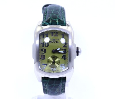 INVICTA Stainless Steel SWISS Rectangle Dial Model #2085 Leather Quartz ...