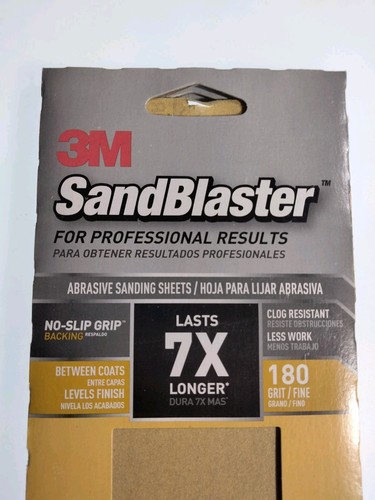3M 180 Fine Grit SandBlaster Pro Sandpaper 3 Pks ( 15 Sheets ) 9" 11180 ...