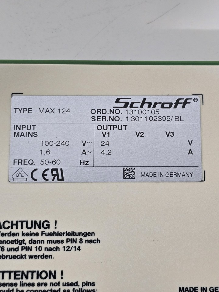 Schroff MAX 124 Pluggable Power Supply 24V 4.2A | eBay