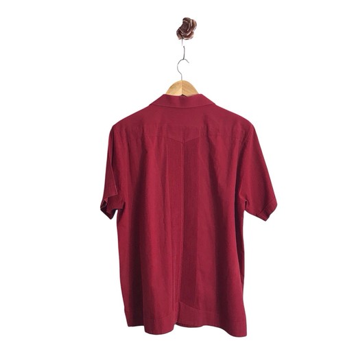 Kin Mayab Vintage Size 40 Mens Guayabera Style Red Camp Shirt | eBay
