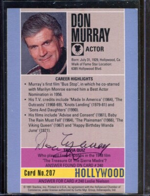 Don Murray Actor Signed Hollywood Walk of Fame Card Authentic Autograph ...