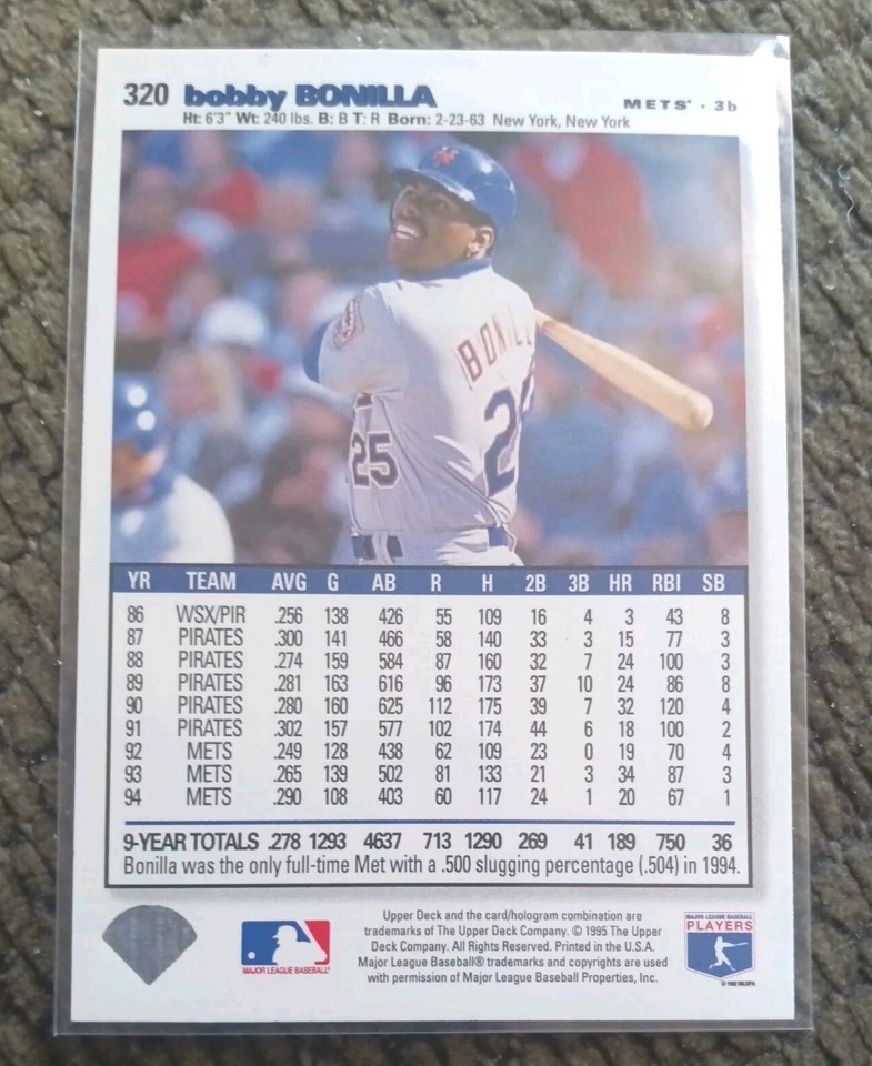 BOBBY BONILLA 1995 UPPER DECK COLLECTOR'S CHOICE #320 - Near Mint ...