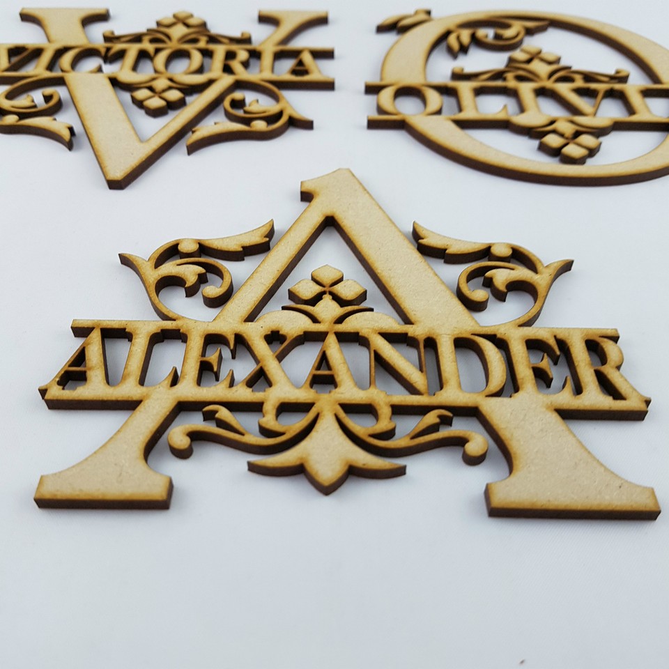 Personalised Wooden MDF Monogram Letters Craft Blank Shape Wedding ...