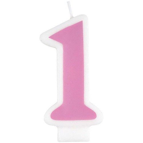 Unique Industries Number 1 Birthday Candle, 3 in, Pink, 1ct --A21-- | eBay